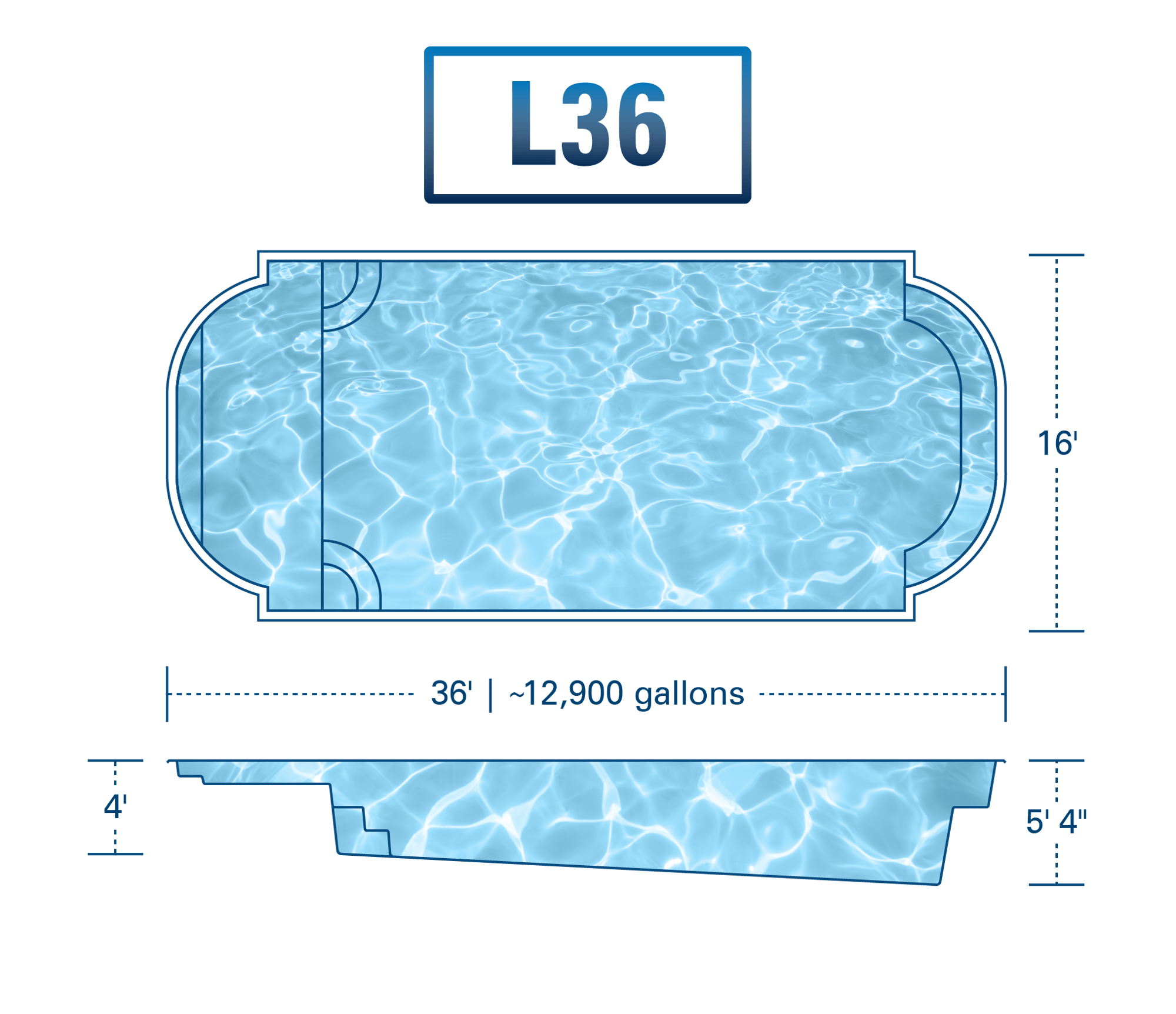 L36 Fiberglass Pool | River Pools & Spa